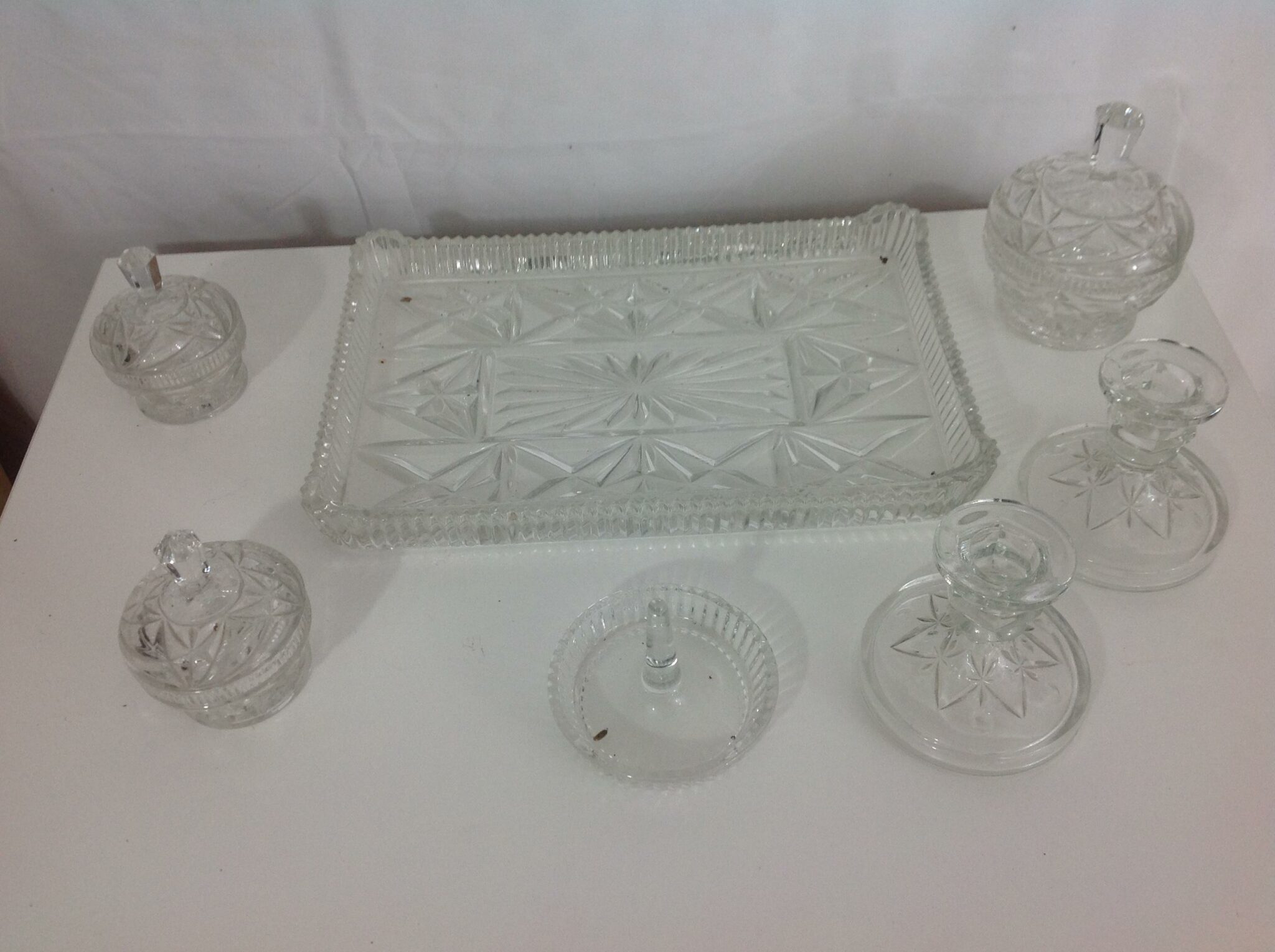 Vintage clear glass dressing table set - E-Reuse